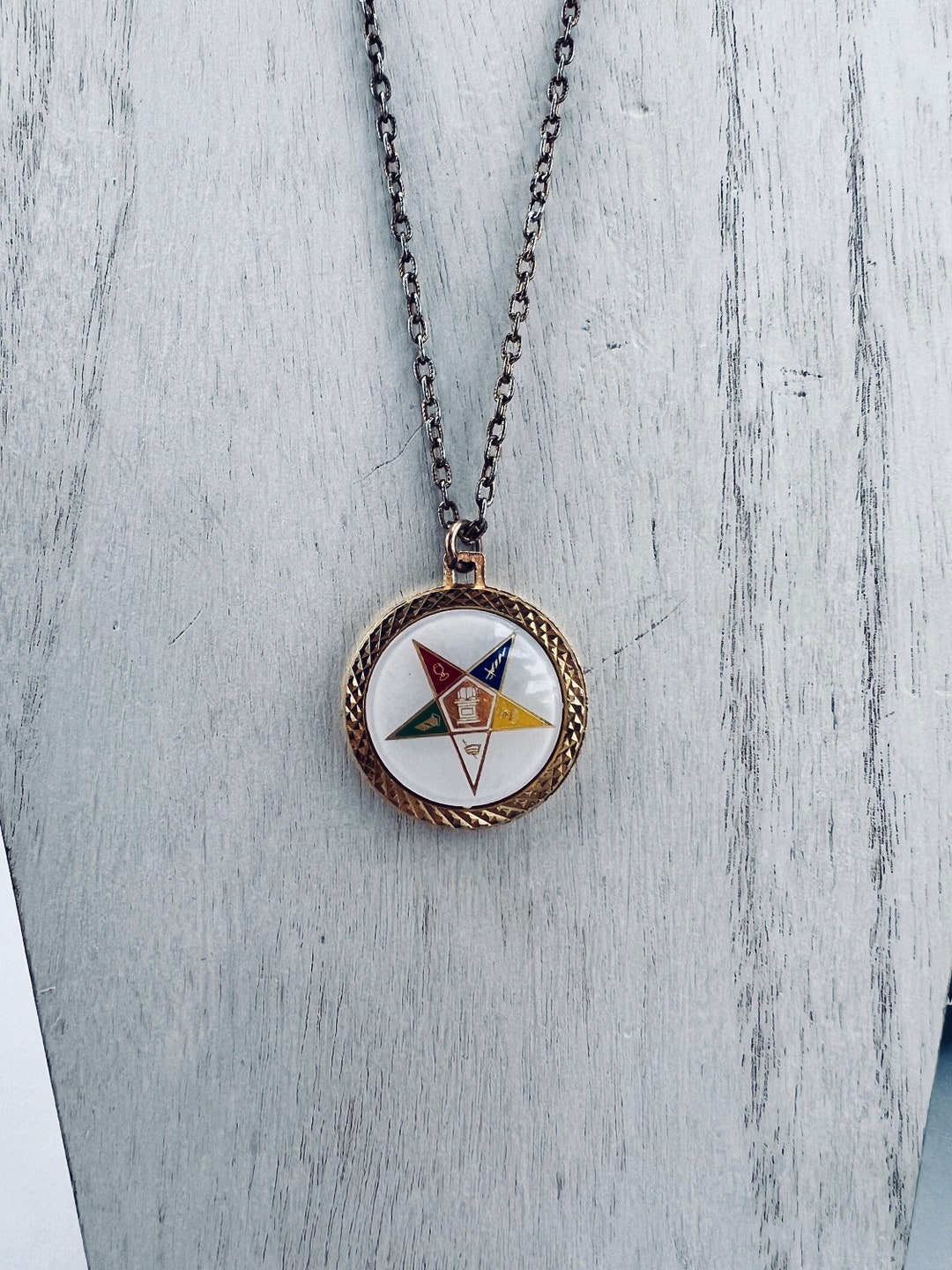 Vintage Order of the Eastern Star Pendant, 1776 Coin, Masonic Necklace ...