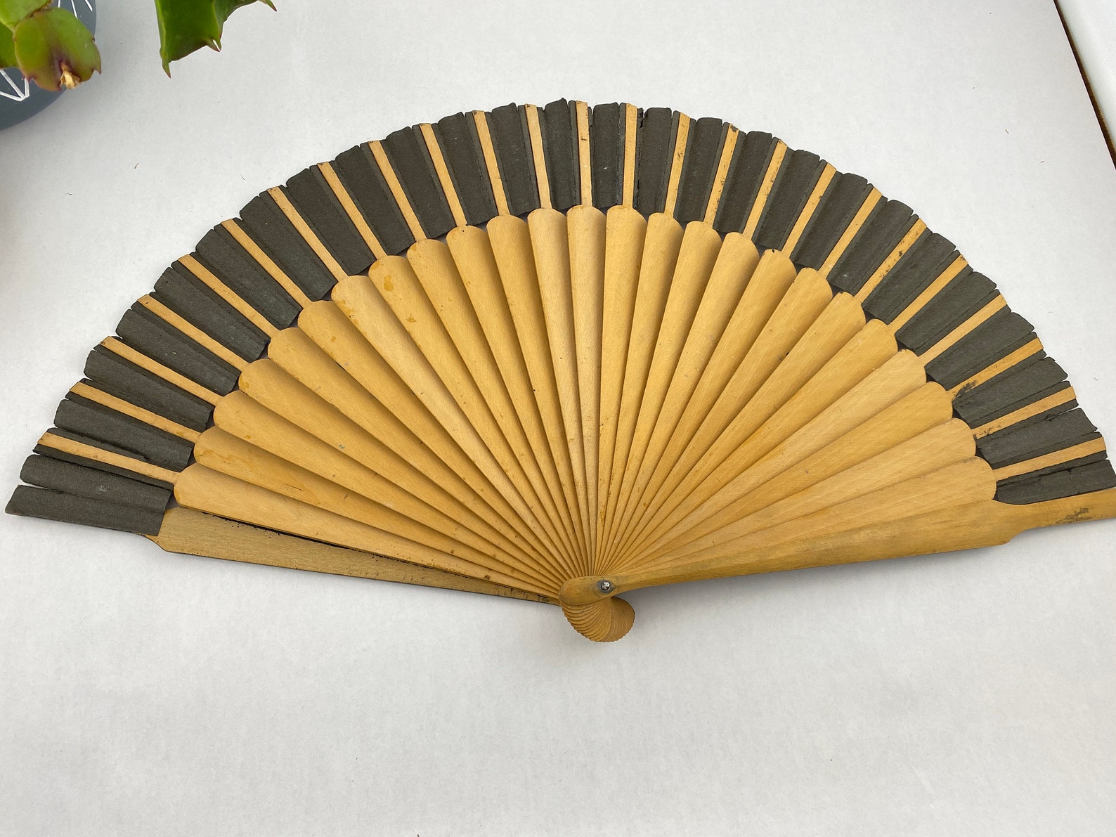 Hand Painted Wooden Fan. Black With Blue Flowers - Etsy