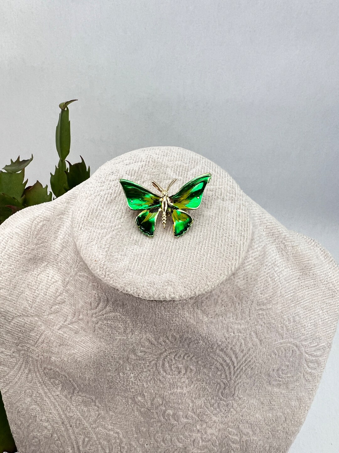 Green and Gold Butterfly Brooch/pin - Etsy