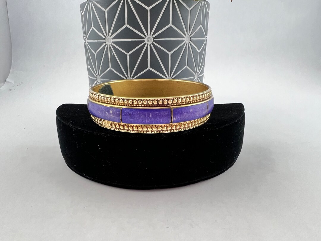 Purple Inlay and Brass Bangle - Made in India - Etsy