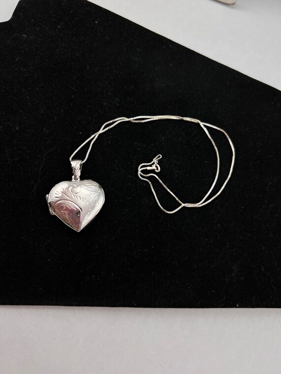 Vintage Sterling Silver Heart Locket Necklace, MJI 92… - Gem