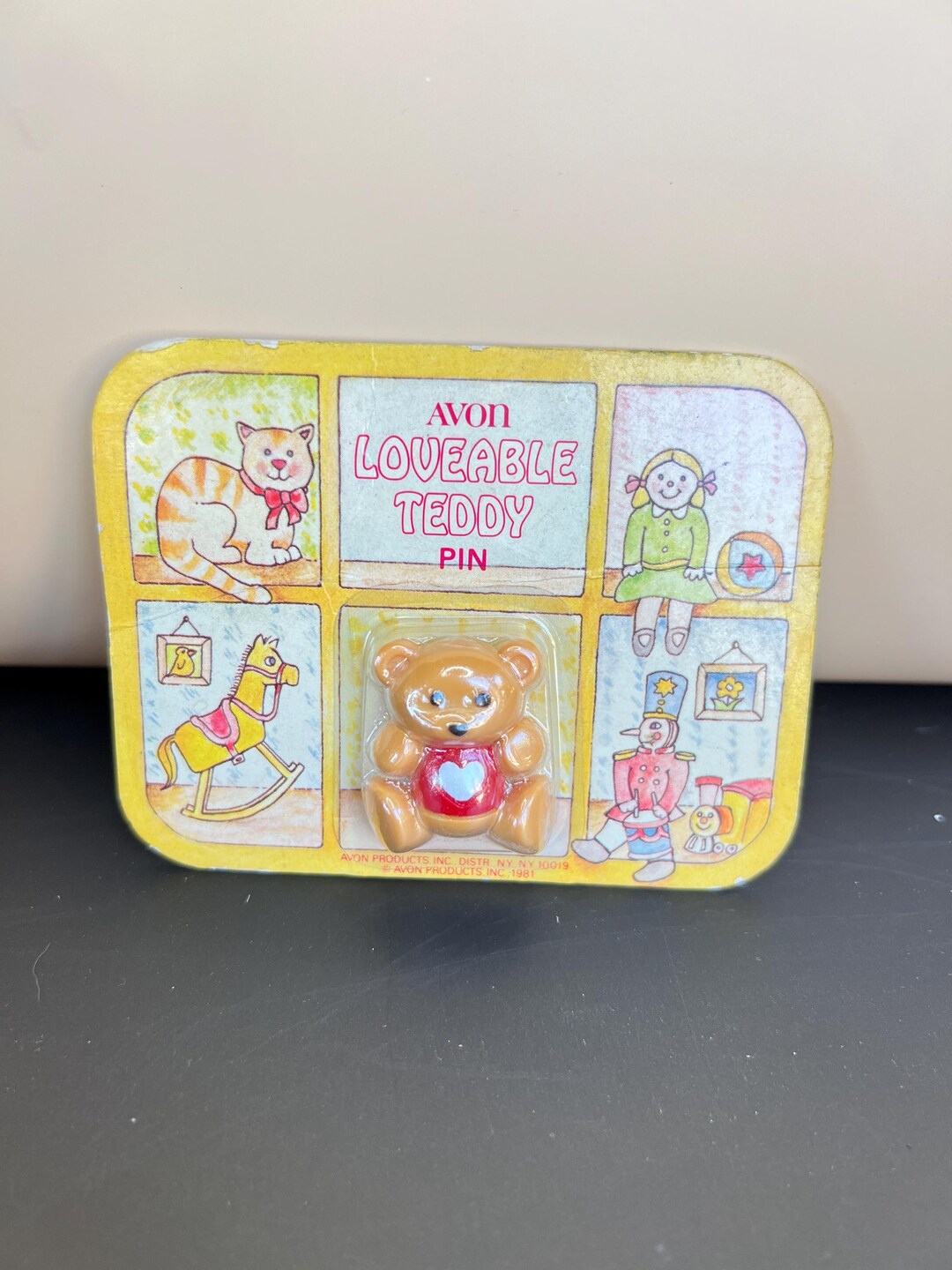 New Avon Teddy Bear Pin, Brown Bear With Red Shirt and White Heart ...