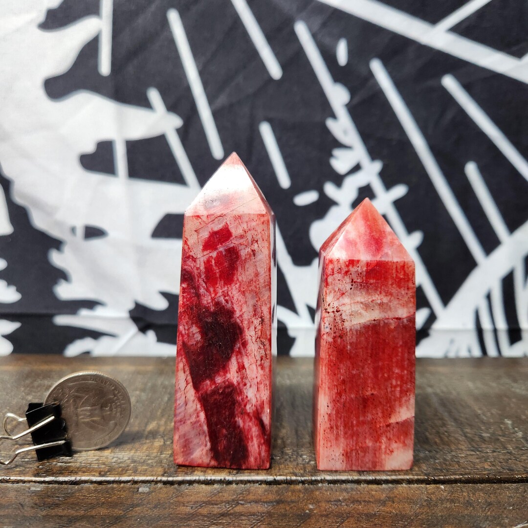 Red Moonstone Tower | Obelisk- Vibrant Flash (dyed) - Etsy
