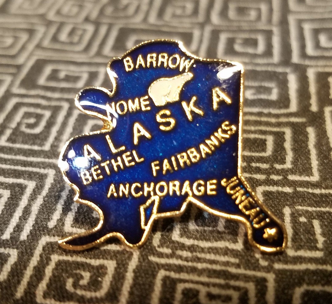 ALASKA State Shaped Enamel Pin - Anchorage - Bethel - Barrow - Nome ...