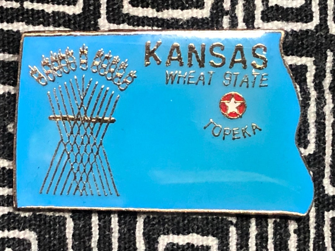 KANSAS State Shaped Enamel Pin - Wheat State - Topeka - City of ...