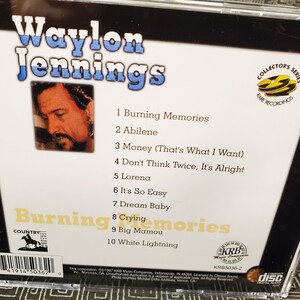 Waylon Jennings CD Burning Memories - Big Mamou - Its so Easy - Abilene - Outlaw Country Music ...