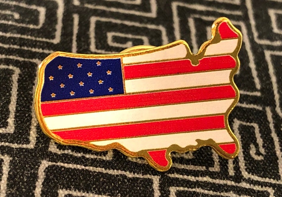 USA North America Continent American Flag Enamel Pin … - Gem