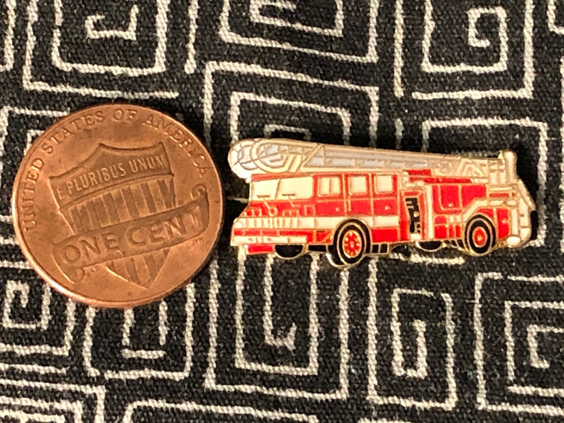 Fire Engine Shaped Enamel Pin - Fire Truck Pin - Fire Department Pin ...