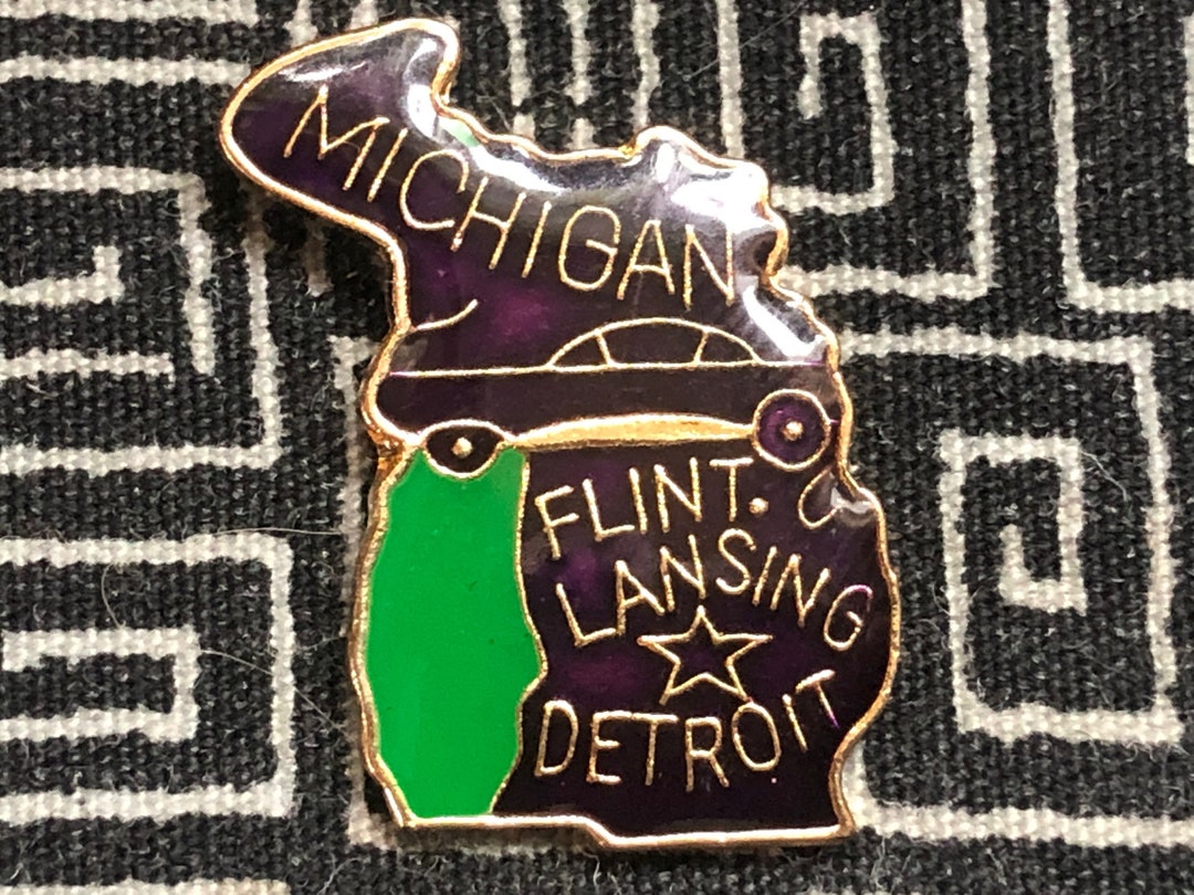 Michigan State Shaped Enamel Pin - Lake Michigan - Flint - Lansing ...