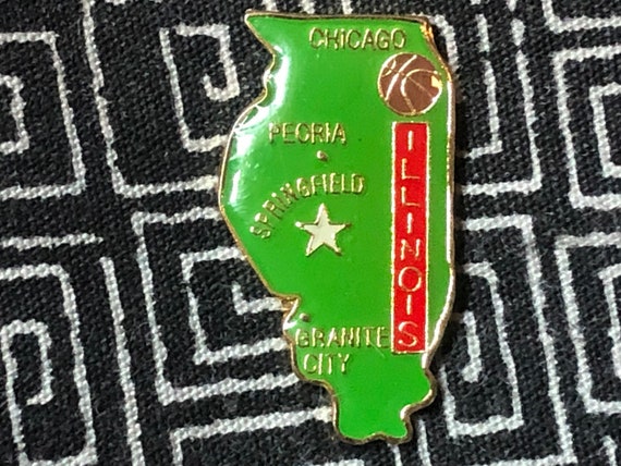 ILLINOIS State Shaped Enamel Pin Basketball Peoria - Etsy