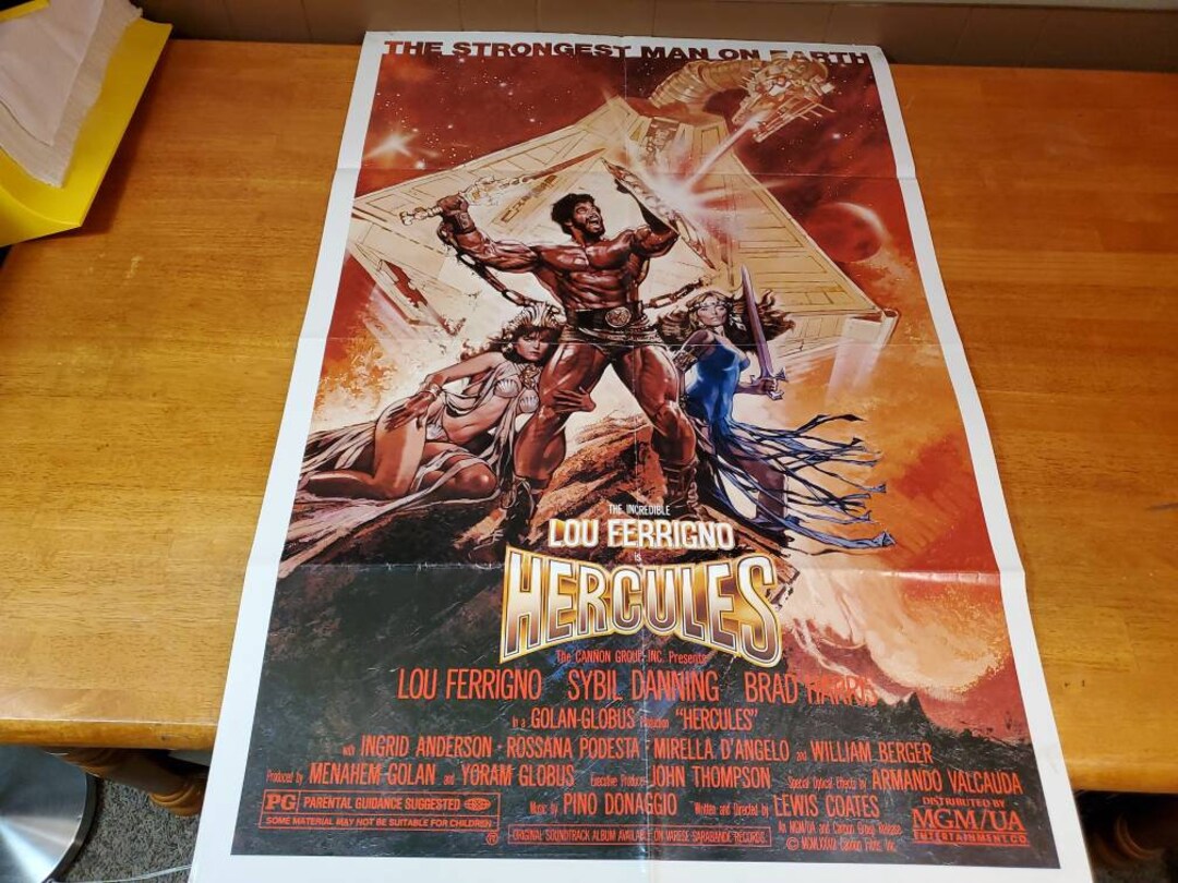 HERCULES Movie Poster Lou Ferrigno Original Vintage Folded - Etsy