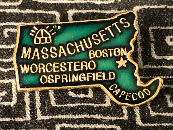Massachusetts State Shaped Enamel Pin - Cape Cod - Bo… - Gem
