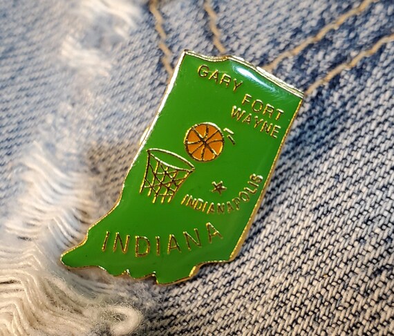 INDIANA State Shaped Enamel Pin IN Hoosier Basketball - Etsy