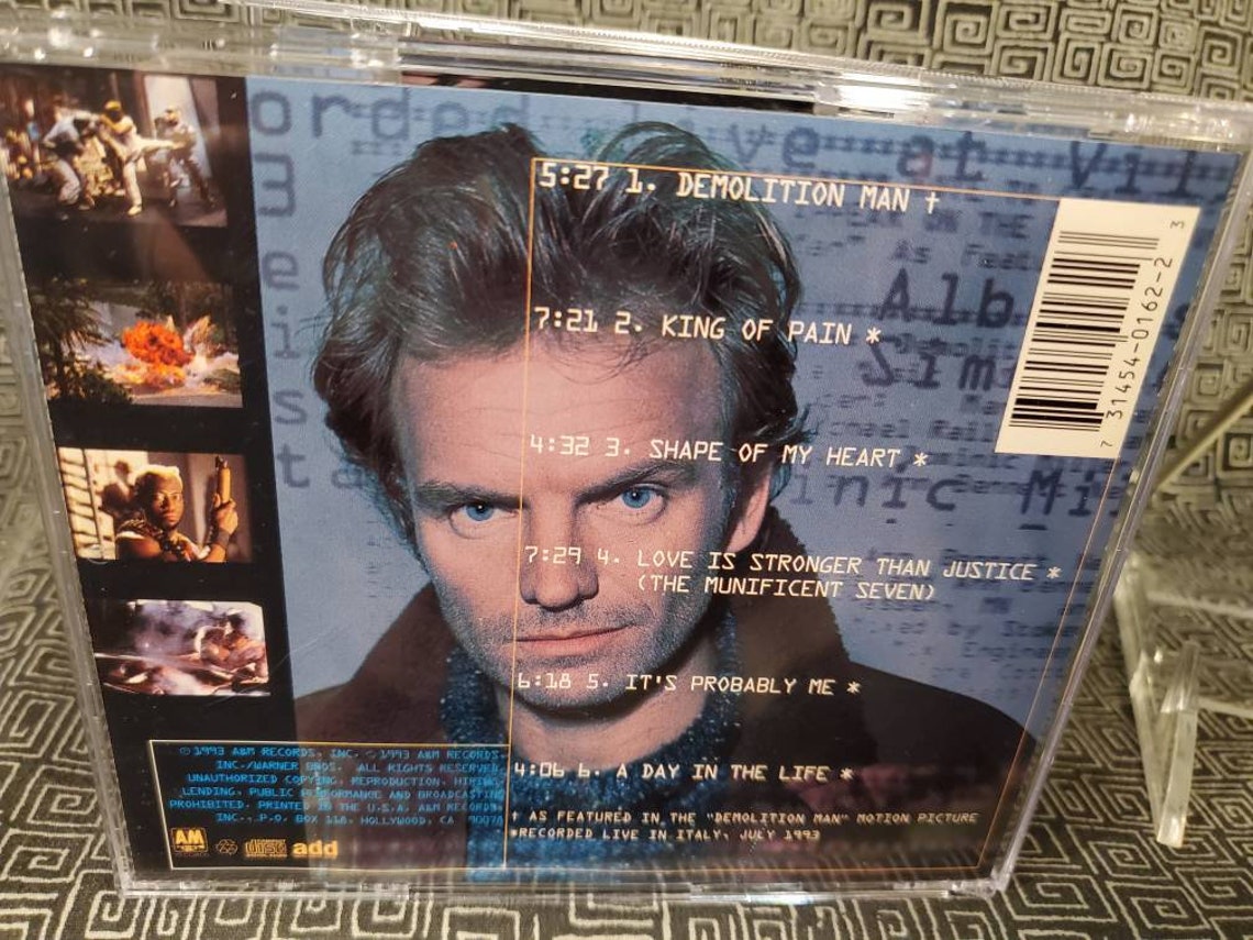 Demolition Man Movie Soundtrack CD Sting From the Police - Etsy