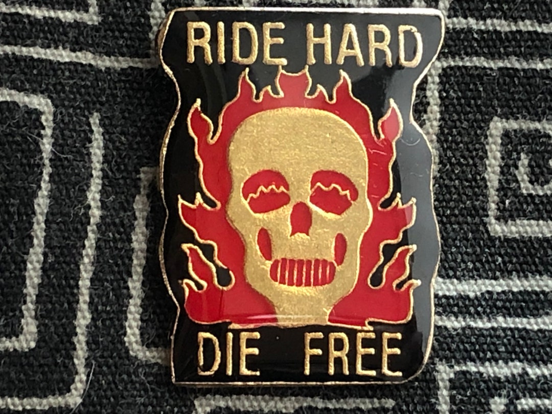 Ride Hard Die Free Enamel Pin - Skull and Red Flames - Sturgis - HOG ...