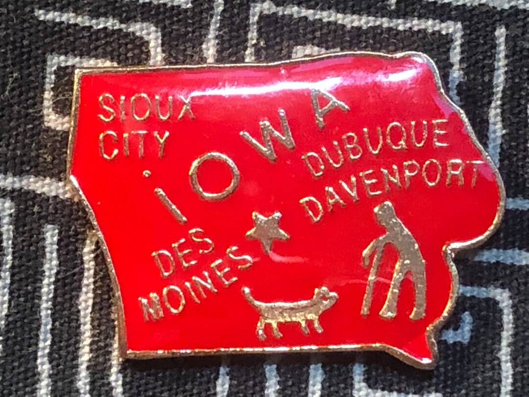 IOWA State Shaped Enamel Pin - Corn State - Des Moines - Sioux City ...