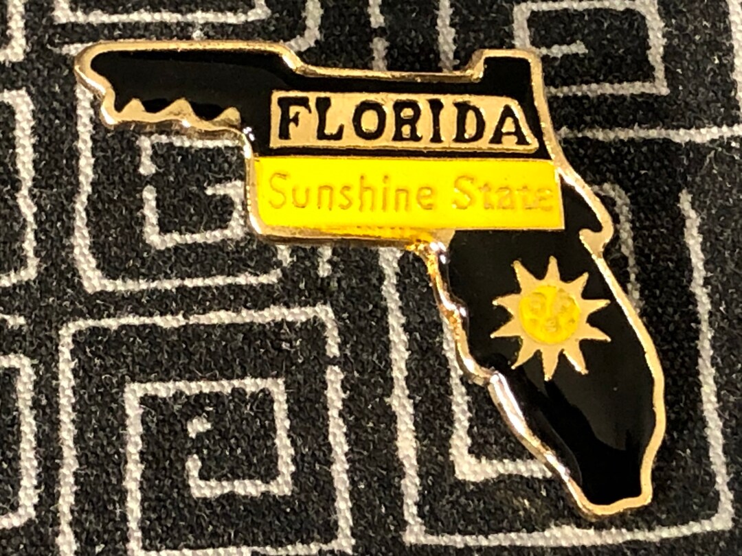 Florida State Shaped Enamel Pin - Sunshine State - Miami - Orlando ...
