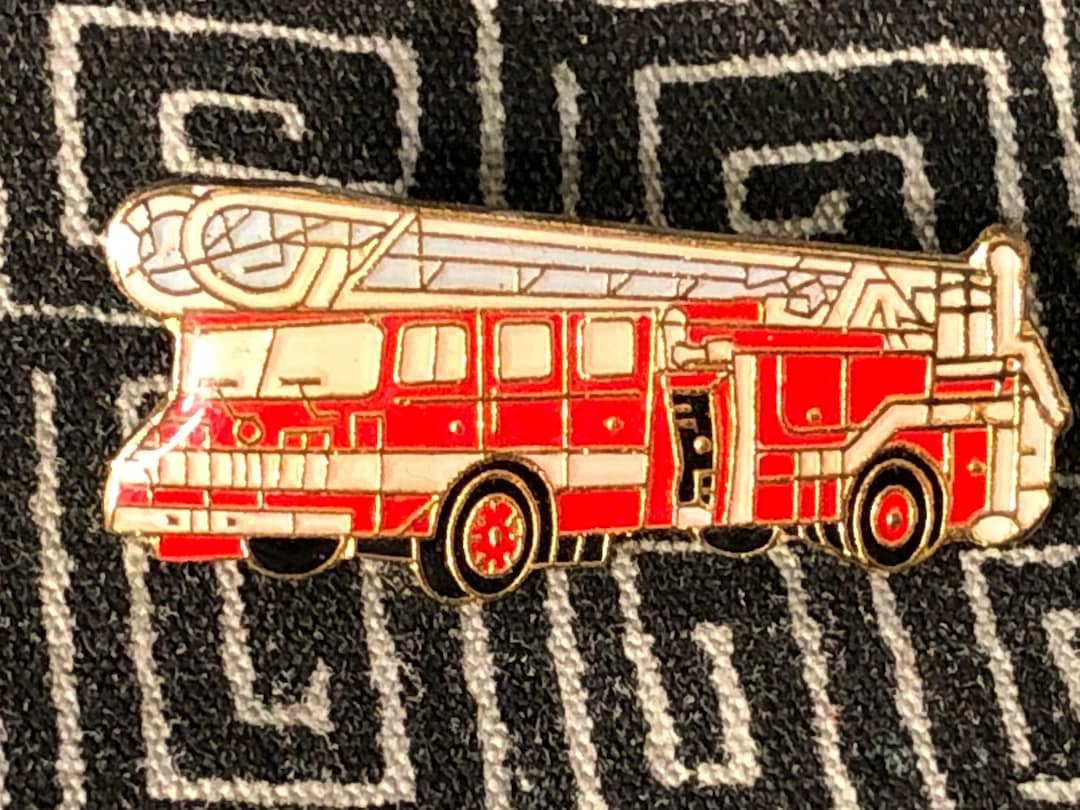 Fire Engine Shaped Enamel Pin - Fire Truck Pin - Fire Department Pin ...