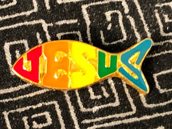 JESUS Fish Shaped Enamel Pin - Christian - Jesus pin … - Gem