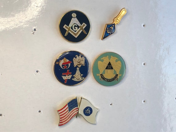 Masonic Freemason Enamel Pin Set of 5 - Compass Squar… - Gem