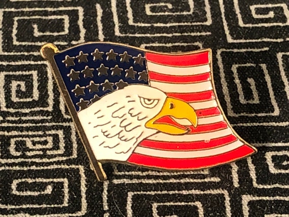 Eagle Flag Enamel Pin - United States of America - US… - Gem