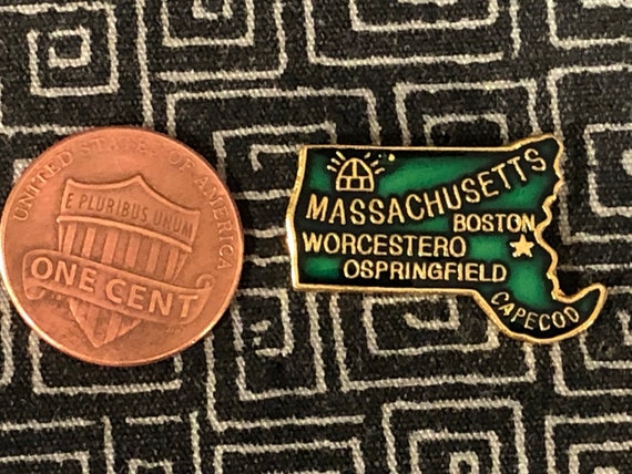 Massachusetts State Shaped Enamel Pin - Cape Cod - Bo… - Gem