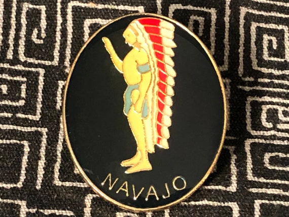 Navajo Enamel Pin Native American Indian Chief Long Head - Etsy