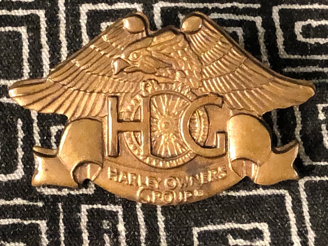HOG Harley Owners Group Pin - Brass Pin - Harley Davidson Pin - Leather ...