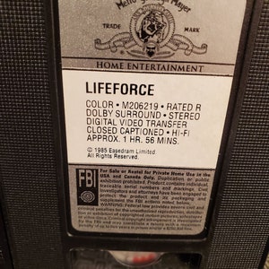 Lifeforce VHS Rare Cult Sci Fi Horror Classic NON Rental Tobe Hooper - Etsy