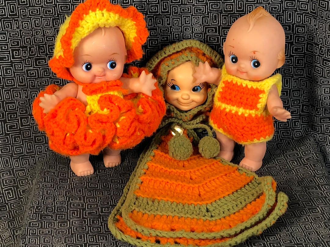 Kewpie Doll Set - Fully Poseable Arms and Legs - Crocheted Outfits ...