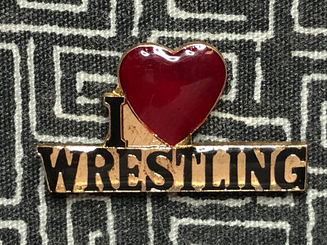 I LOVE WRESTLING Enamel Pin - Wrestling Pin - Wrestler Pin - WWE Pin ...