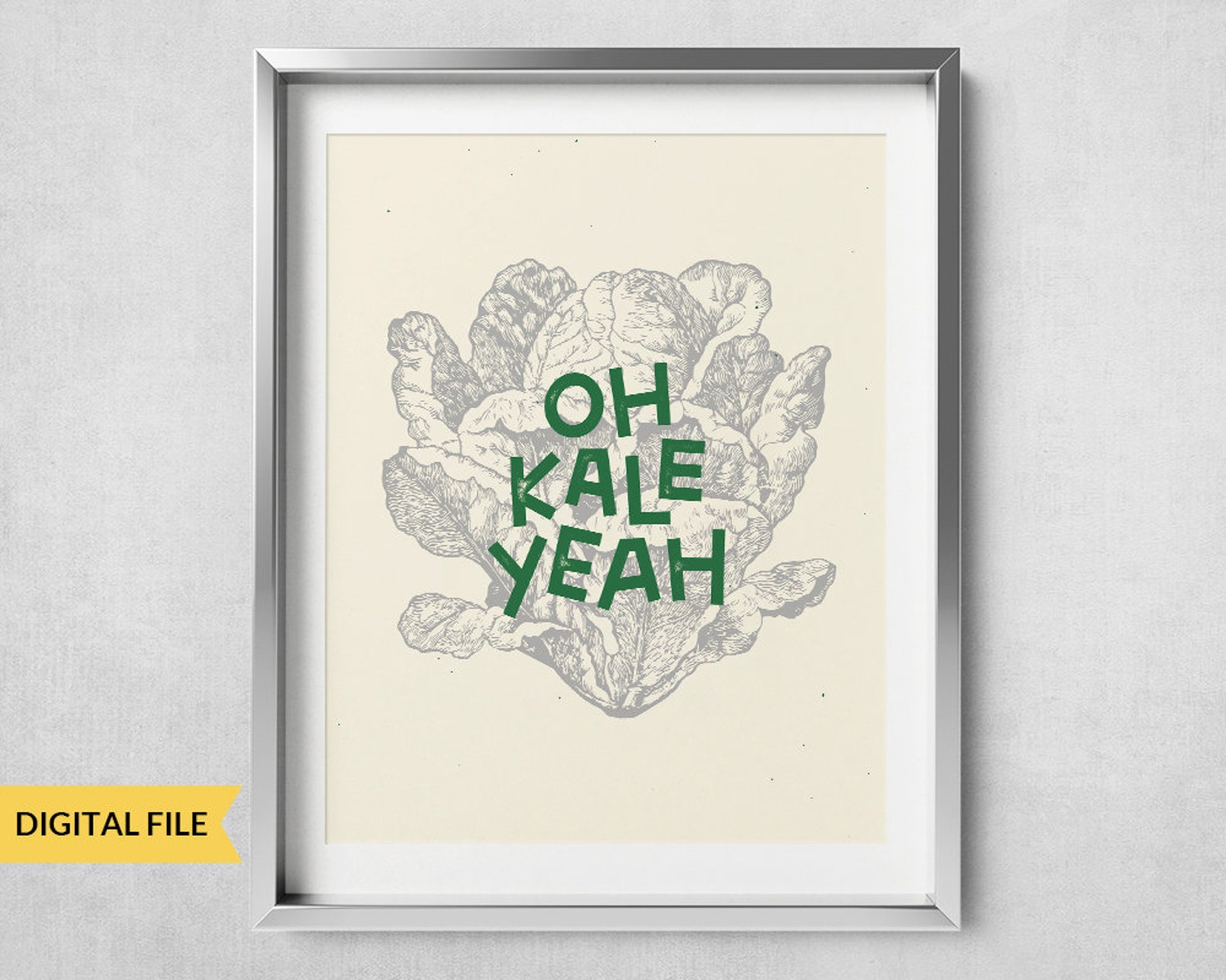 PRINTABLE Kitchen Wall Art, Oh Kale Yeah, Vegetable Puns Decor Download ...