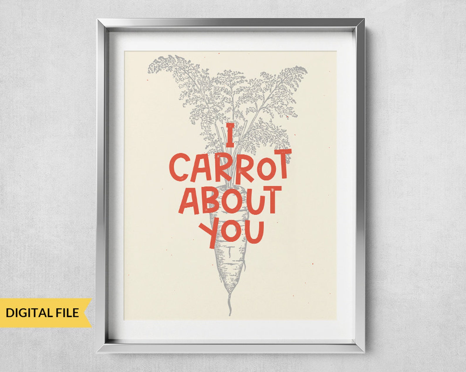 PRINTABLE I Carrot About You, Funny Vegetable Puns Kitchen Decor Wall ...