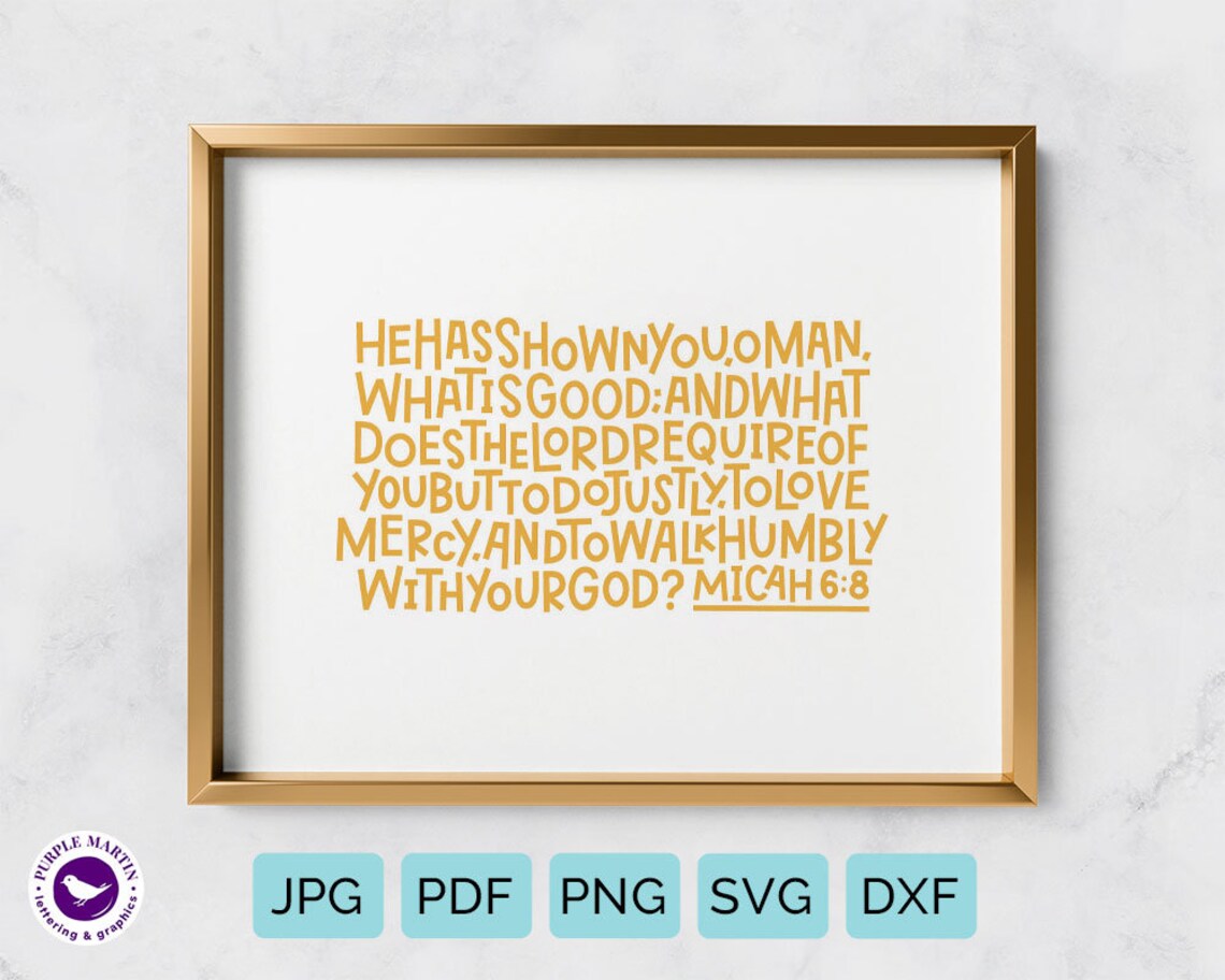 PRINTABLE Micah 6 8 Bible Verse Wall Art Instant Download Do Justly ...