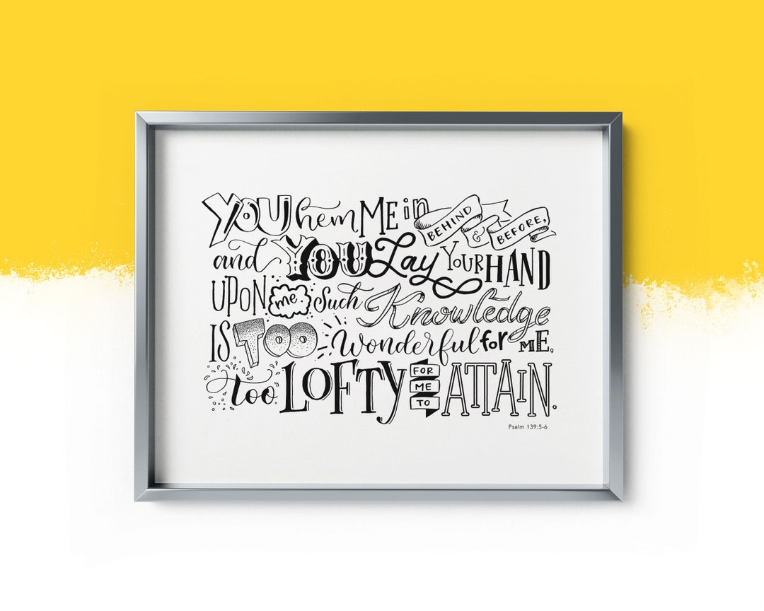 Digital Download Psalm 139 5-6, Bible Scripture Print, Hand Drawn ...