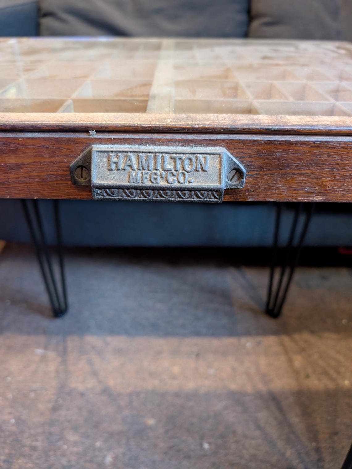Hamilton Letterpress Type Case Drawer Side Table Glass Top - Etsy