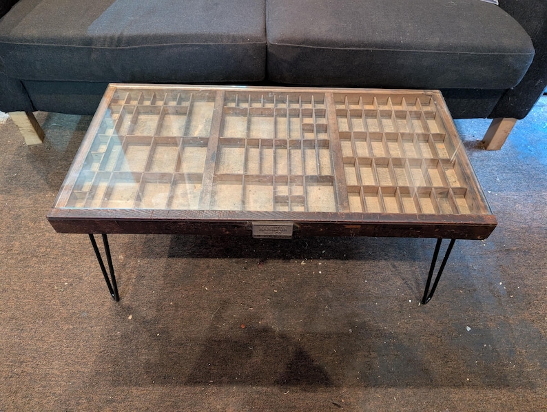 Hamilton Letterpress California Type Case Drawer Coffee Table Hairpin ...