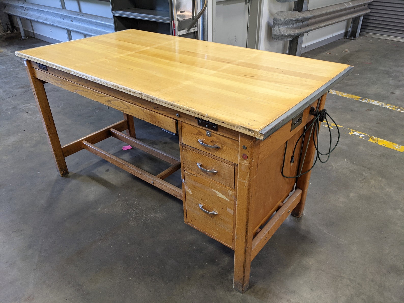 Vintage Wooden Oak Drafting Desk 4-post Drawing Table Model 221-AD With ...
