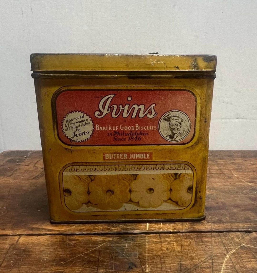 Vintage Circa 1920s Ivan’s Butter Jumble Tin Box - Etsy
