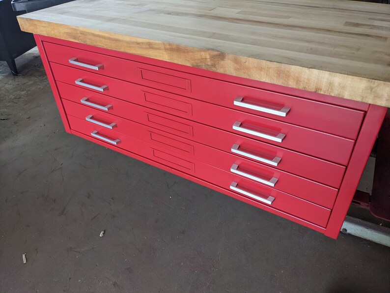 Flat File Workstation Storage Center Butcher Block Top - Etsy