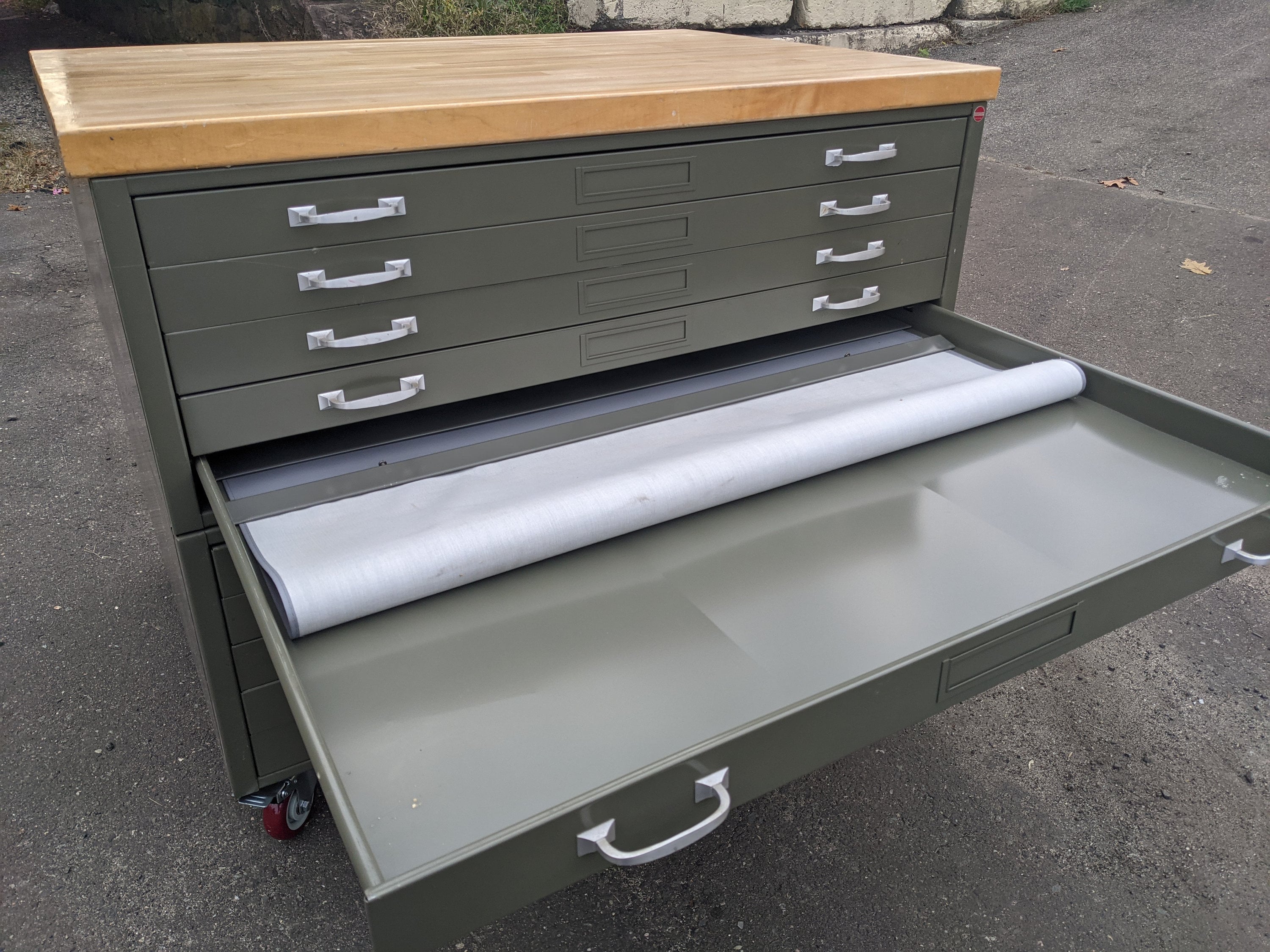 Flat File Workstation Storage Center Butcher Block Top - Etsy