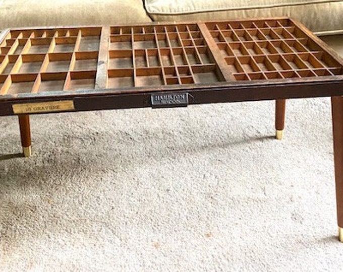 Hamilton Letterpress Drawer Coffee Table Wooden Legs - Etsy