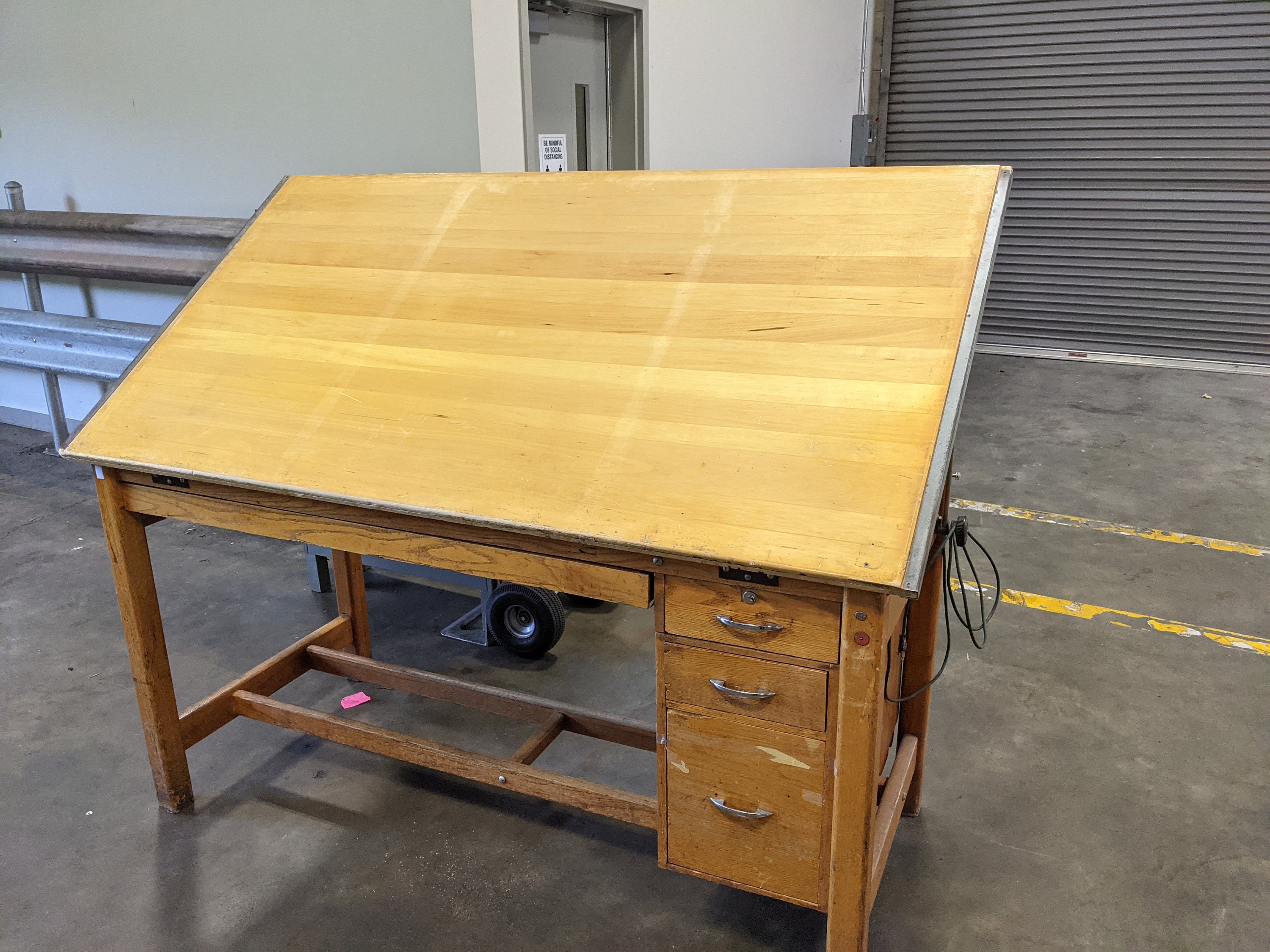 Vintage Wooden Oak Drafting Desk 4-post Drawing Table Model 221-AD With ...