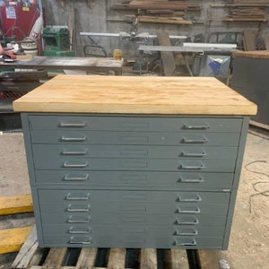 Flat File Workstation Storage Center Butcher Block Top - Etsy
