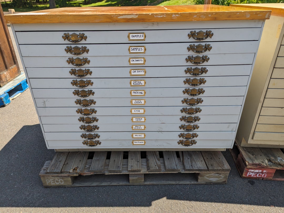 Wooden Flat File Workstation Storage Center 12 Drawers for 42x30 ...