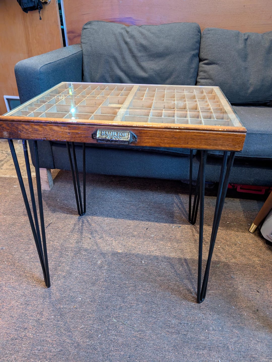 Hamilton Letterpress Type Case Drawer Side Table Glass Top - Etsy