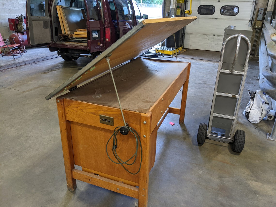 Vintage Wooden Oak Drafting Desk 4-post Drawing Table Model - Etsy