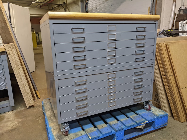 Flat File Workstation Storage Center Butcher Block Top - Etsy