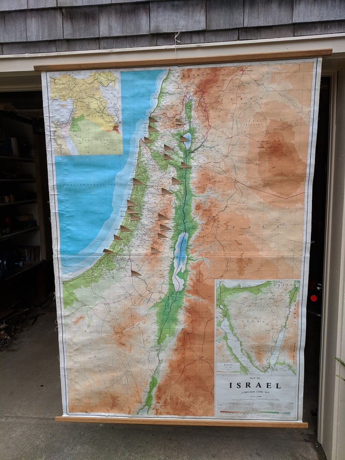 Vintage Schoolroom Wall Map of Israel - Etsy