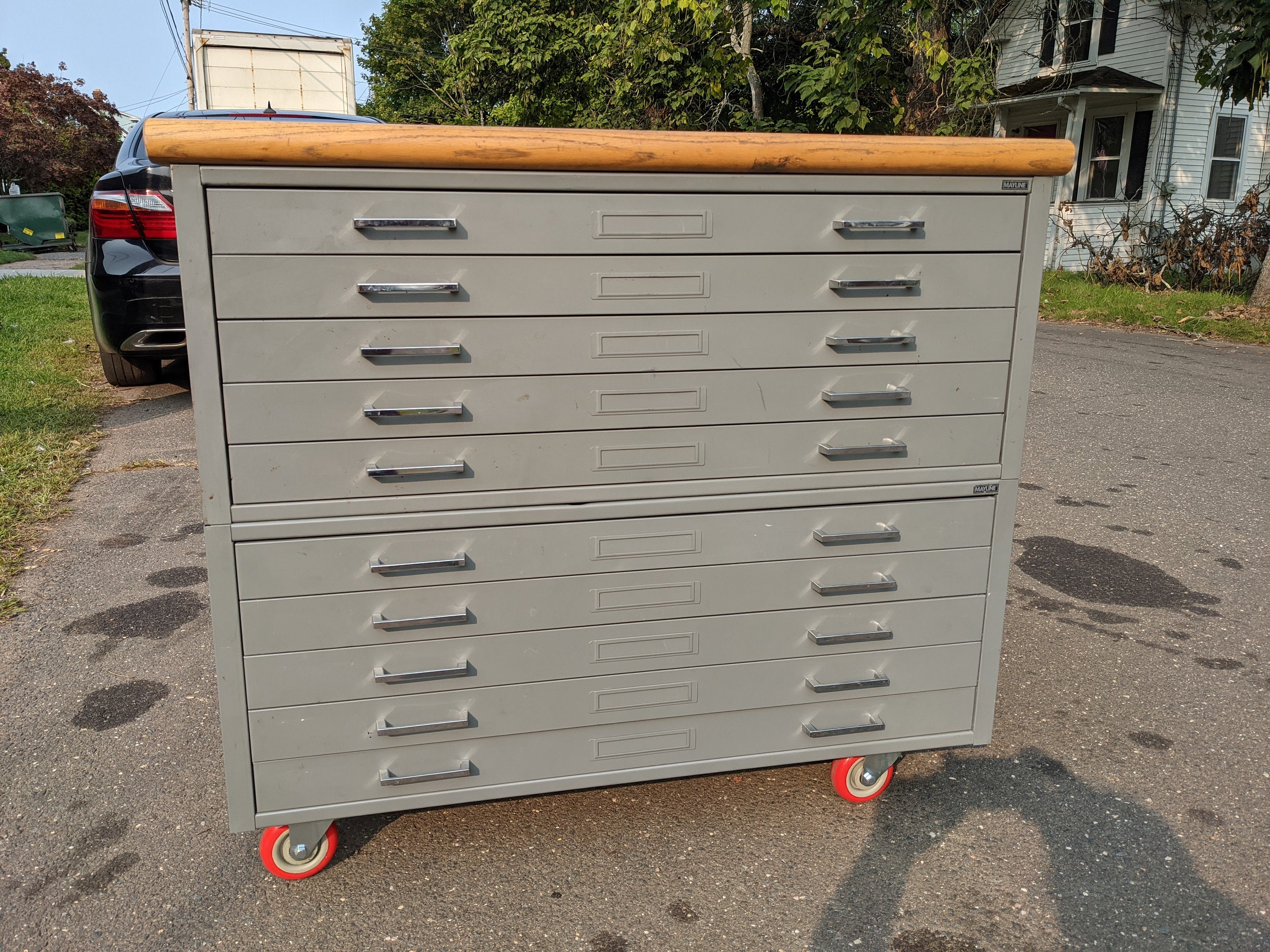 Flat File Workstation Storage Center Butcher Block Top - Etsy